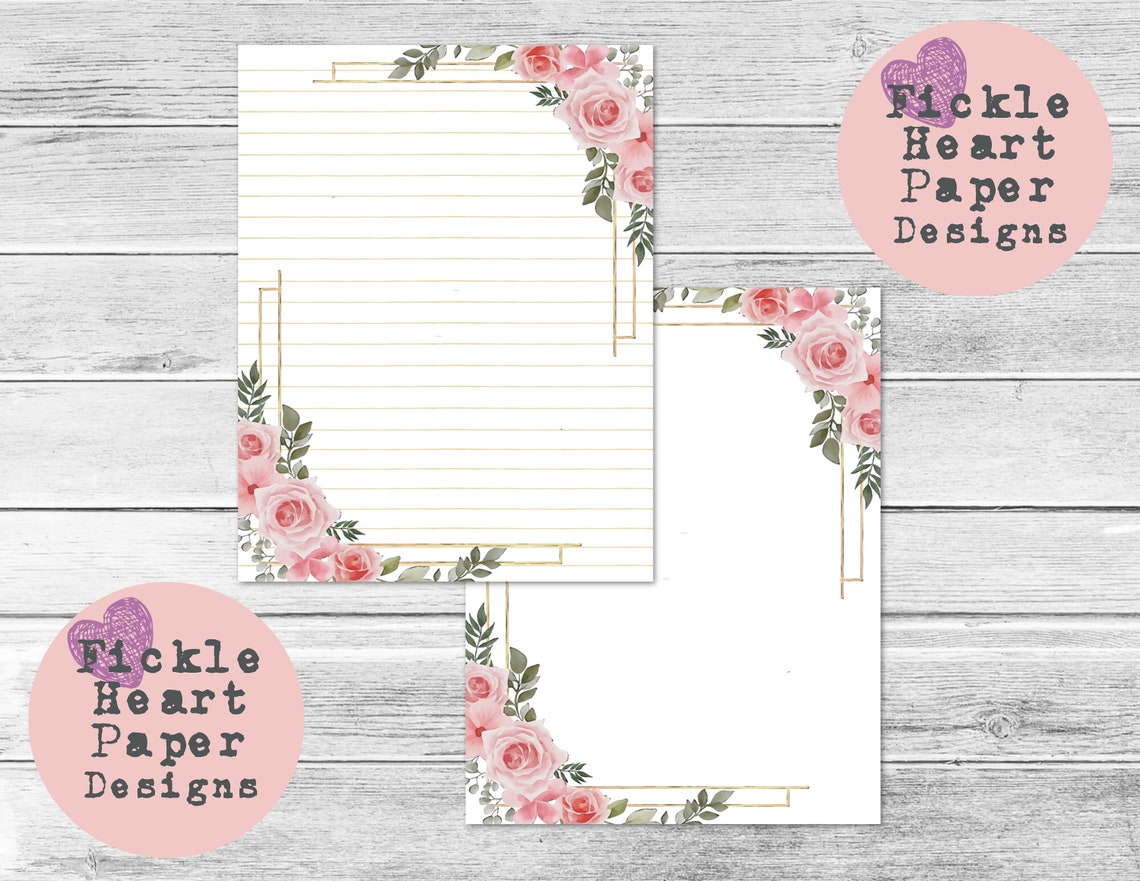 Floral Lined Paper. Printable Lined Paper. Letter Writing. | Etsy