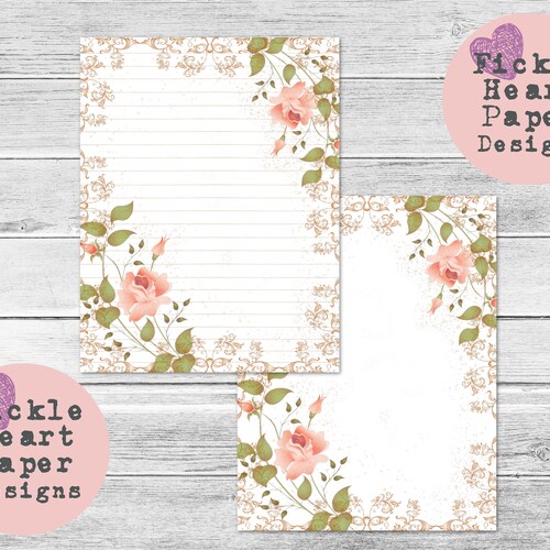 Floral Lined Paper. Printable Lined Paper. Letter Writing. - Etsy