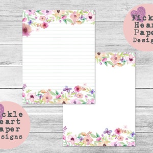 Floral Lined Paper. Printable Lined Paper. Letter Writing. Pretty ...