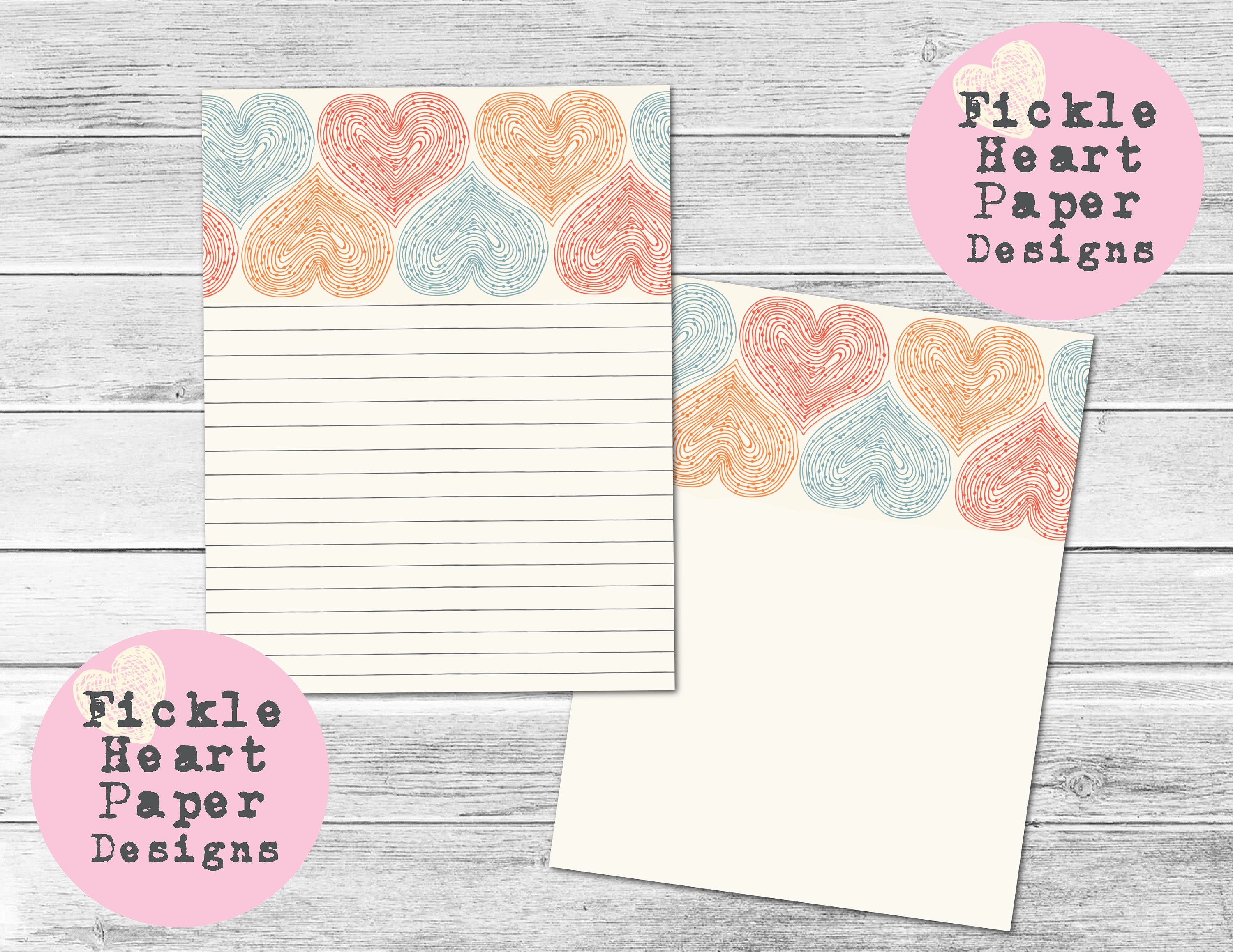 Pretty Stationary. Hearts Lined Paper. Letter Writing. Journal Paper ...