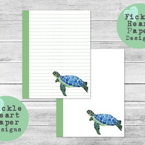 Turtle Lined Paper. Printable Paper. Letter Writing. Ocean Journal ...
