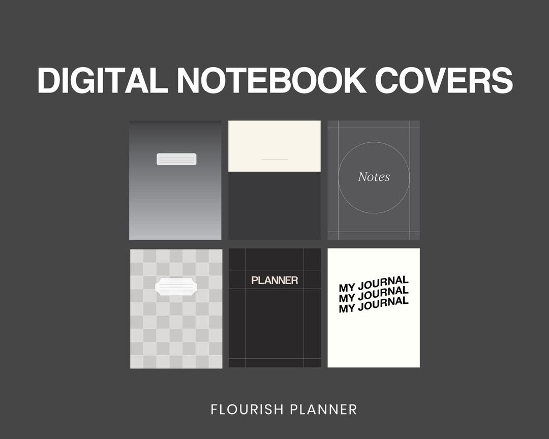 Black and White Goodnotes Covers by Flourish Planner | Digital Notebook ...