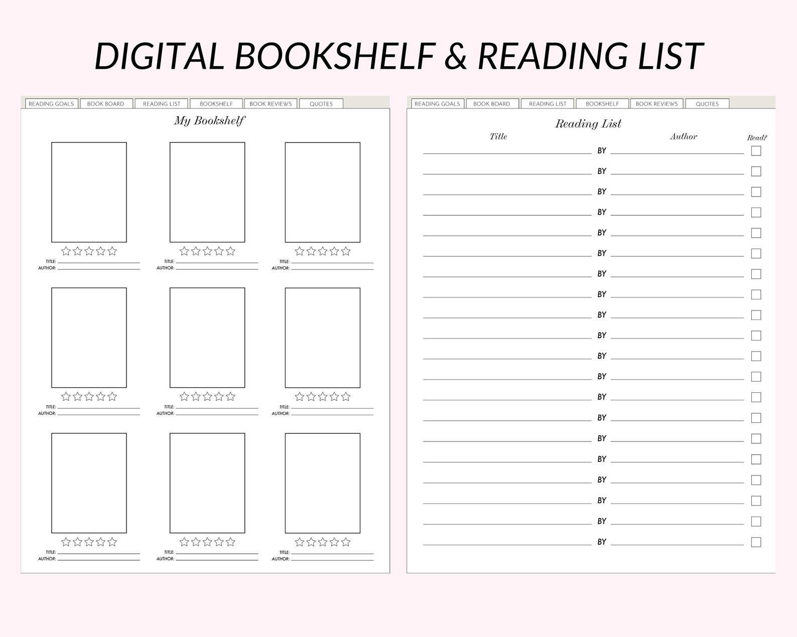 Reading Journal Tracker and Review Digital Planner by - Etsy