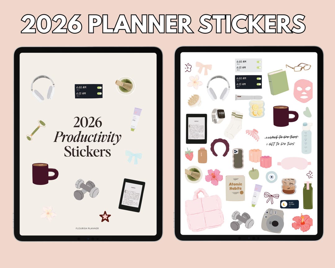 2026 Productivity Digital Stickers by Flourish Planner - Etsy