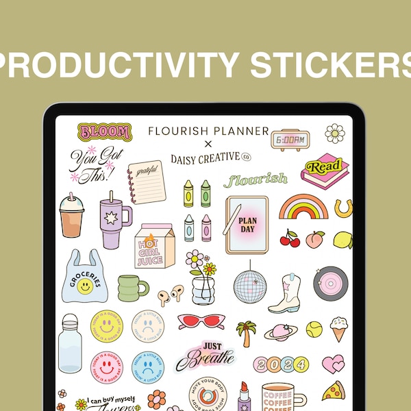 Productivity Digital Stickers - Etsy