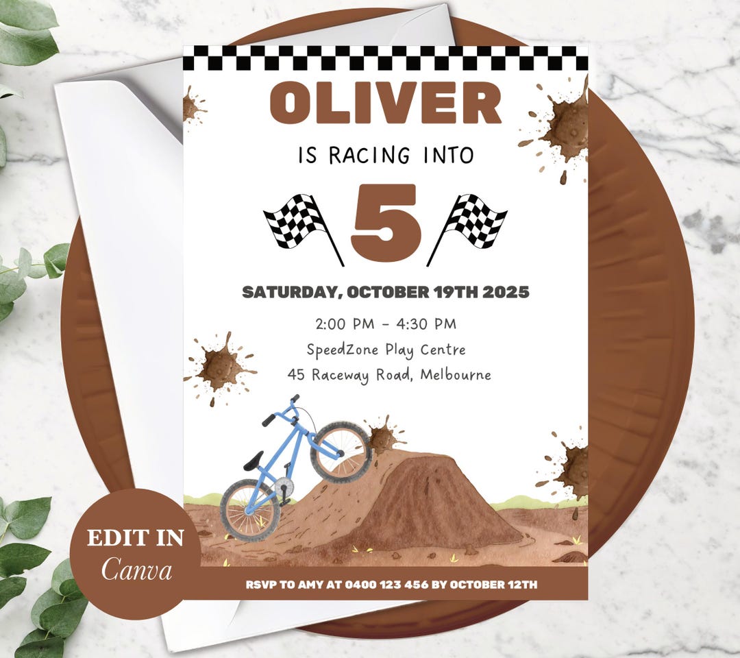 BMX Invite, Editable Birthday Invitation, Digital Download, Bike Party ...