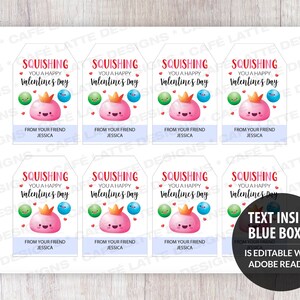 VALENTINES Squishy Gift Tags Printable, Custom School Kids Friends Gift ...
