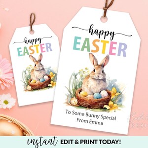 Easter Gift Tags Printable, Easter Bunny Gift Tags Editable Template ...