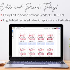 VALENTINES Teacher Gift Tags Printable, Personalized School Teacher ...