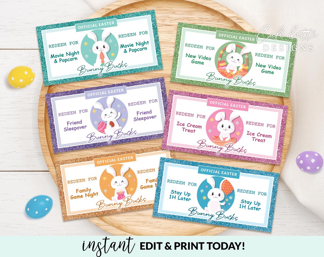 Easter Bunny Bucks Printable, Easter Bunny Dollar Bill Editable ...
