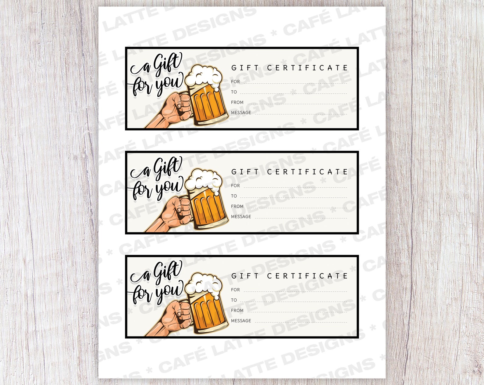 GIFT Certificate, Beer Printable Gift Certificate for Him, Gift Coupon ...