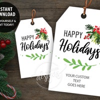 Printable Christmas Gift Tags, Happy Holidays Gift Tags, DIY Christmas ...