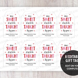 VALENTINES Teacher Gift Tags Printable, Personalized School Teacher ...