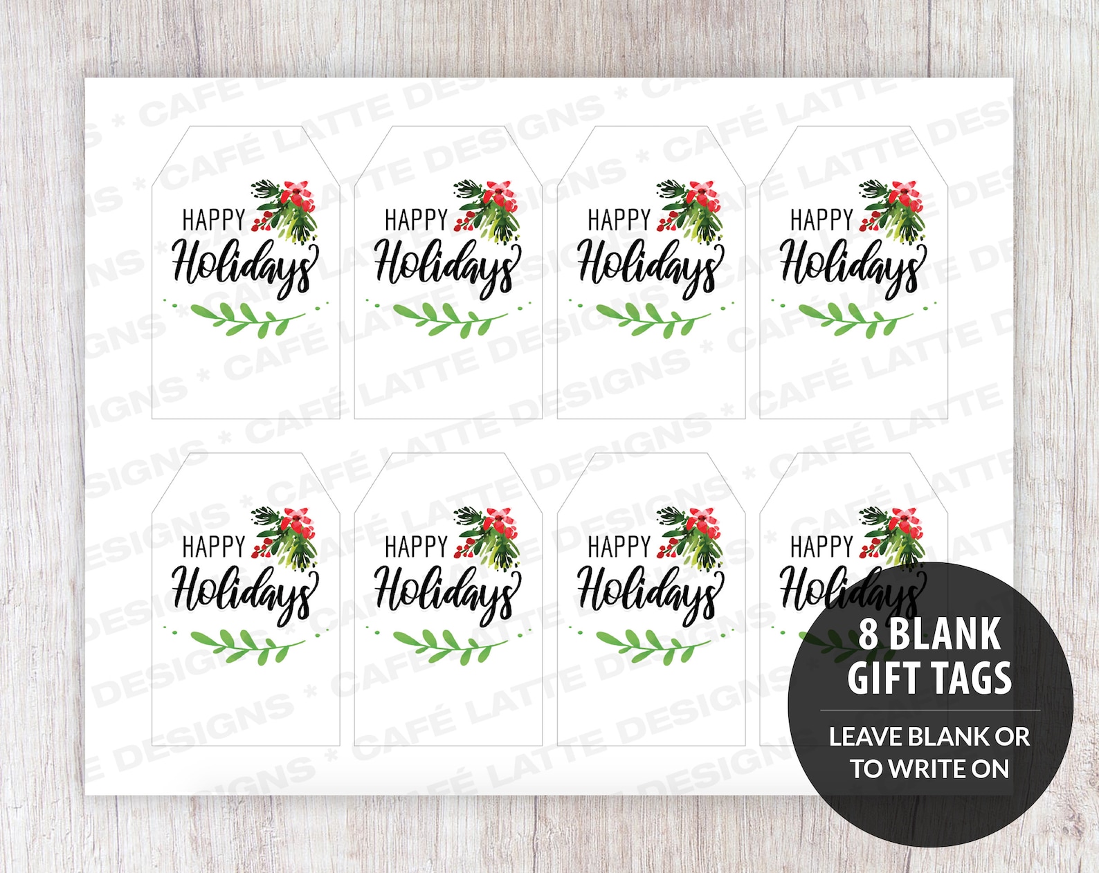 HAPPY HOLIDAYS Printable Gift Tags Editable Personalized | Etsy