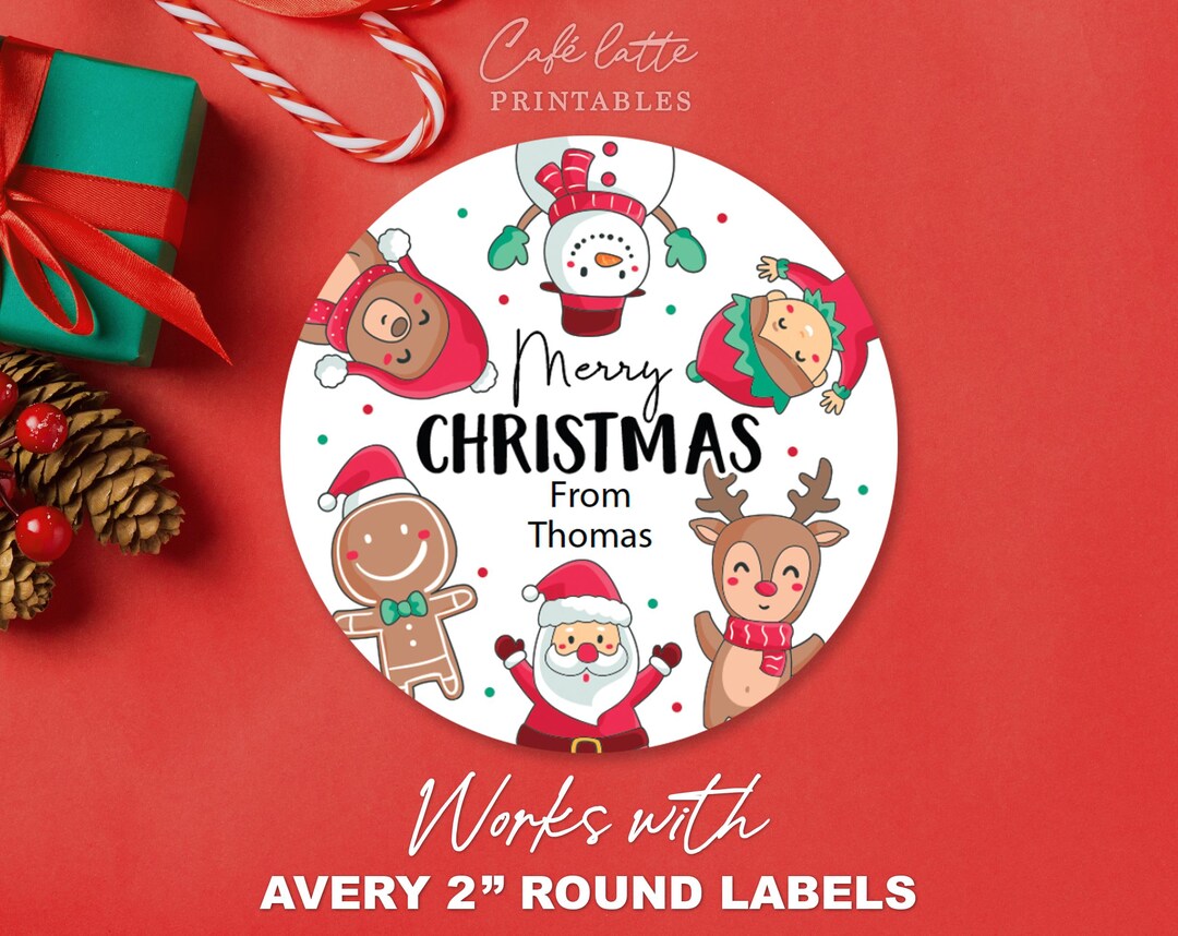 Christmas Stickers Printable, Custom Christmas School Kids Gift Tag ...