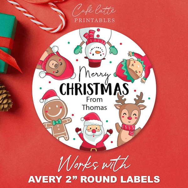 Round Christmas Stickers - Etsy