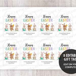 Easter Gift Tags Printable, Easter Bunny Gift Tags Editable Template ...