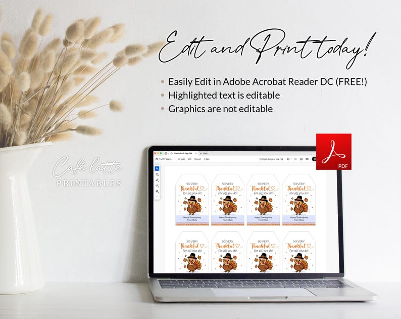 Thanksgiving Gift Tags Printable, Custom Thankful School Kids Treat Bag ...