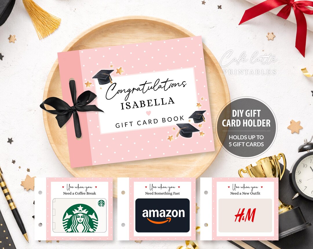 Graduation Gift Card Holder Book Editable Template, Custom Multiple ...