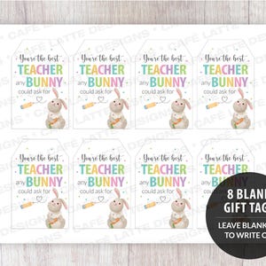 Easter Gift Tags for Teacher Printable, Easter Bunny Gift Tags Editable ...