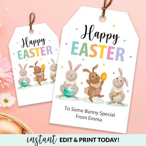 Easter Gift Tags Printable, Easter Bunny Gift Tags Editable Template ...