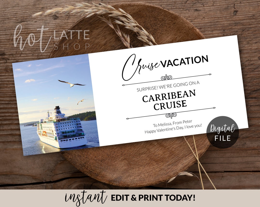 Cruise Gift Certificate Editable Template, Personalized Valentines Day ...