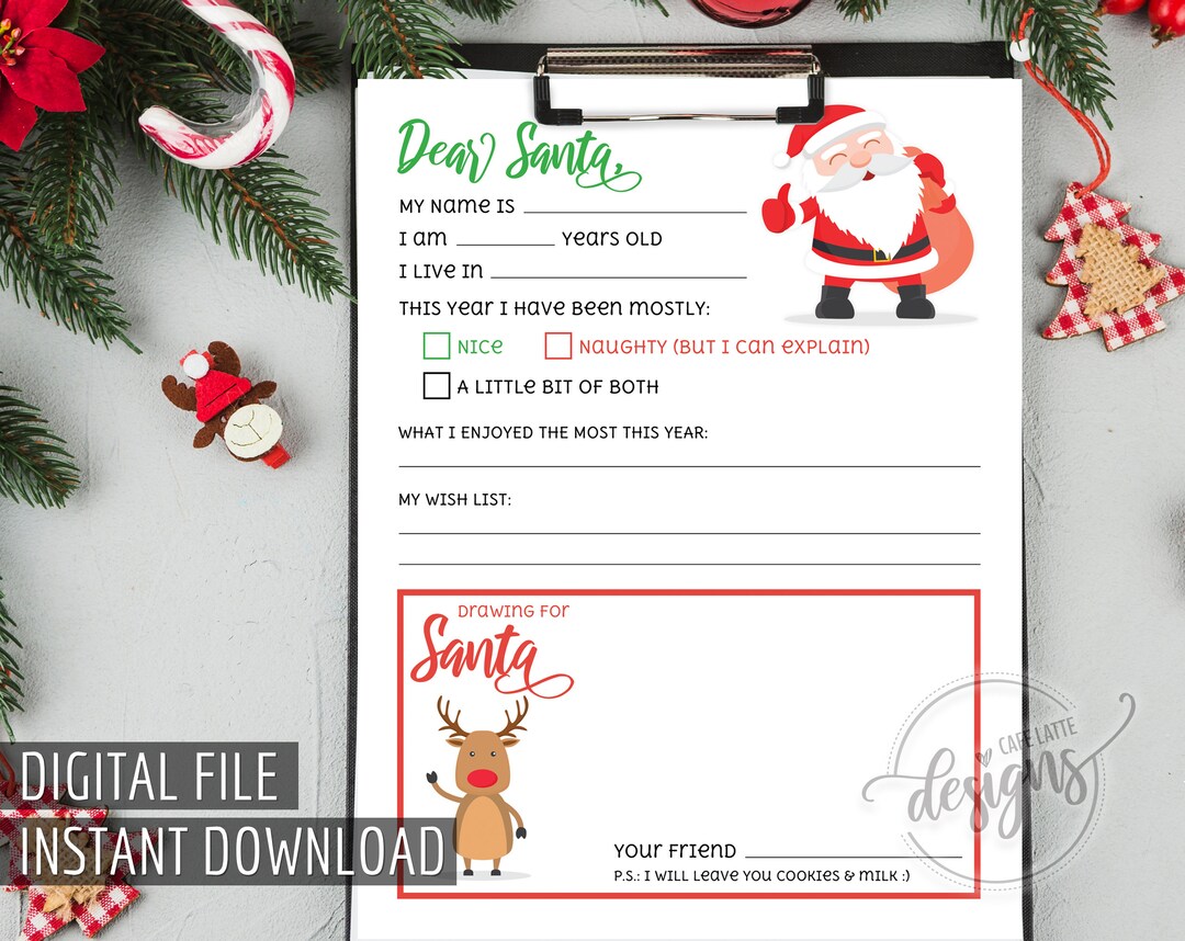 Letter to Santa, Santa Letter, Kids Letter to Santa, Christmas Letter ...