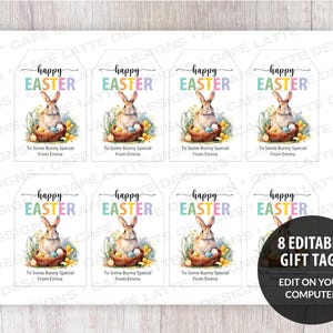 Easter Gift Tags Printable, Easter Bunny Gift Tags Editable Template ...