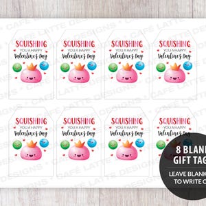 VALENTINES Squishy Gift Tags Printable, Custom School Kids Friends Gift ...