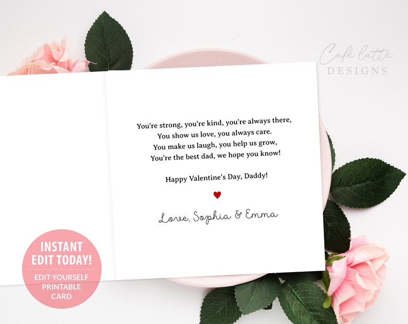 Valentines Day Daddy Card Printable, Valentines Card Gift for Dad From ...