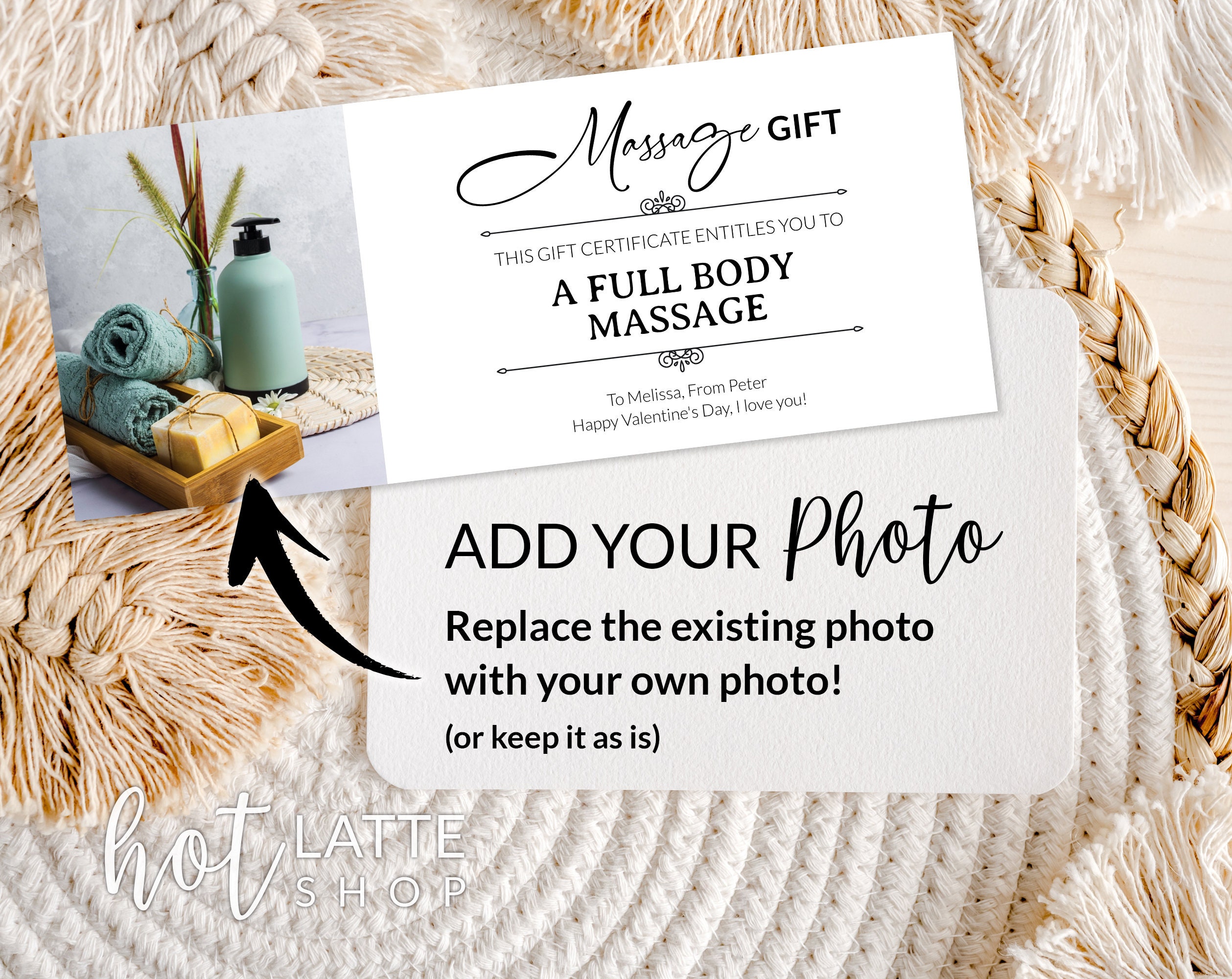 Massage Gift Certificate Editable Template, Personalized Massage Gift ...
