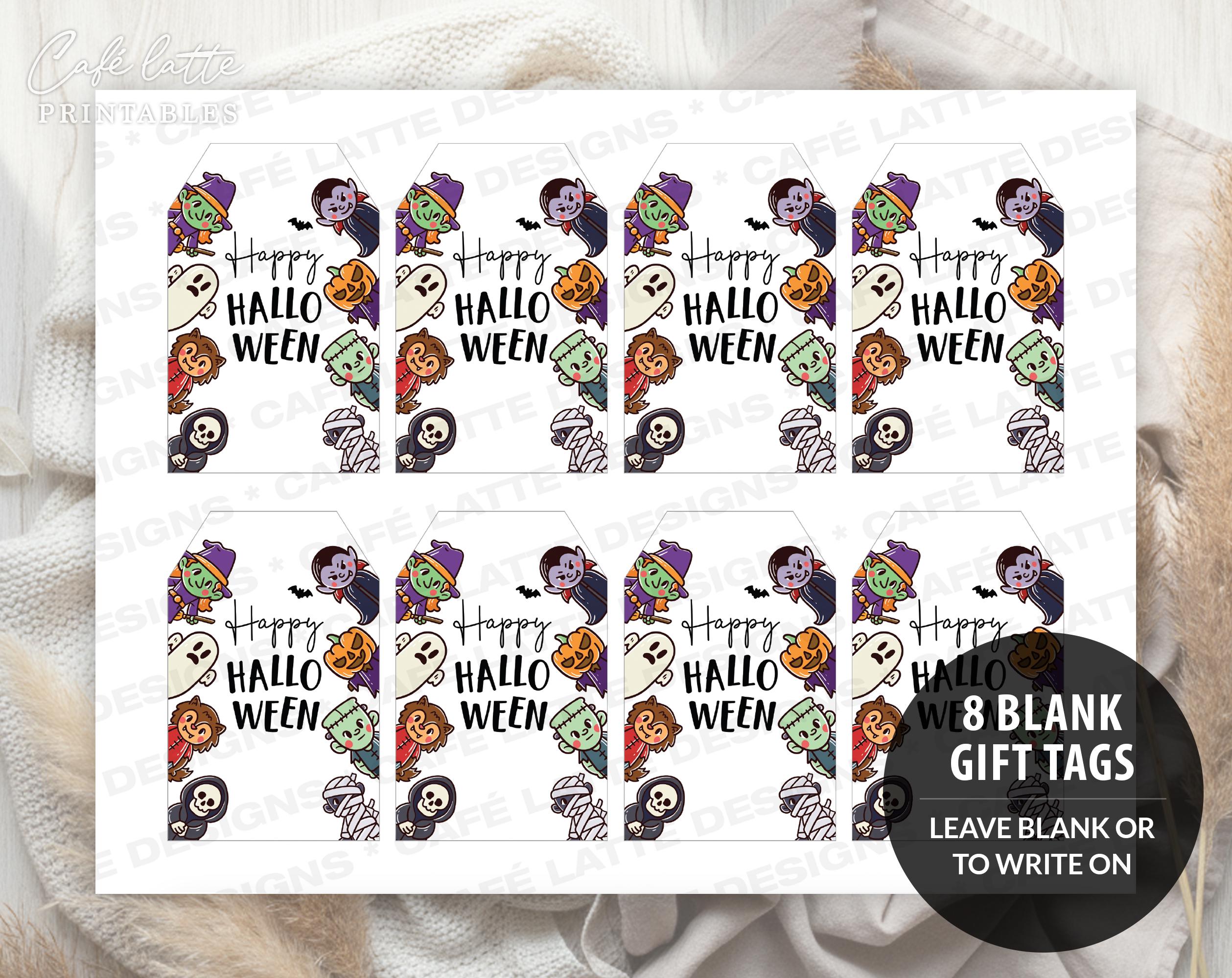 Halloween Monsters Gift Tags Printable, Custom Happy Halloween School ...