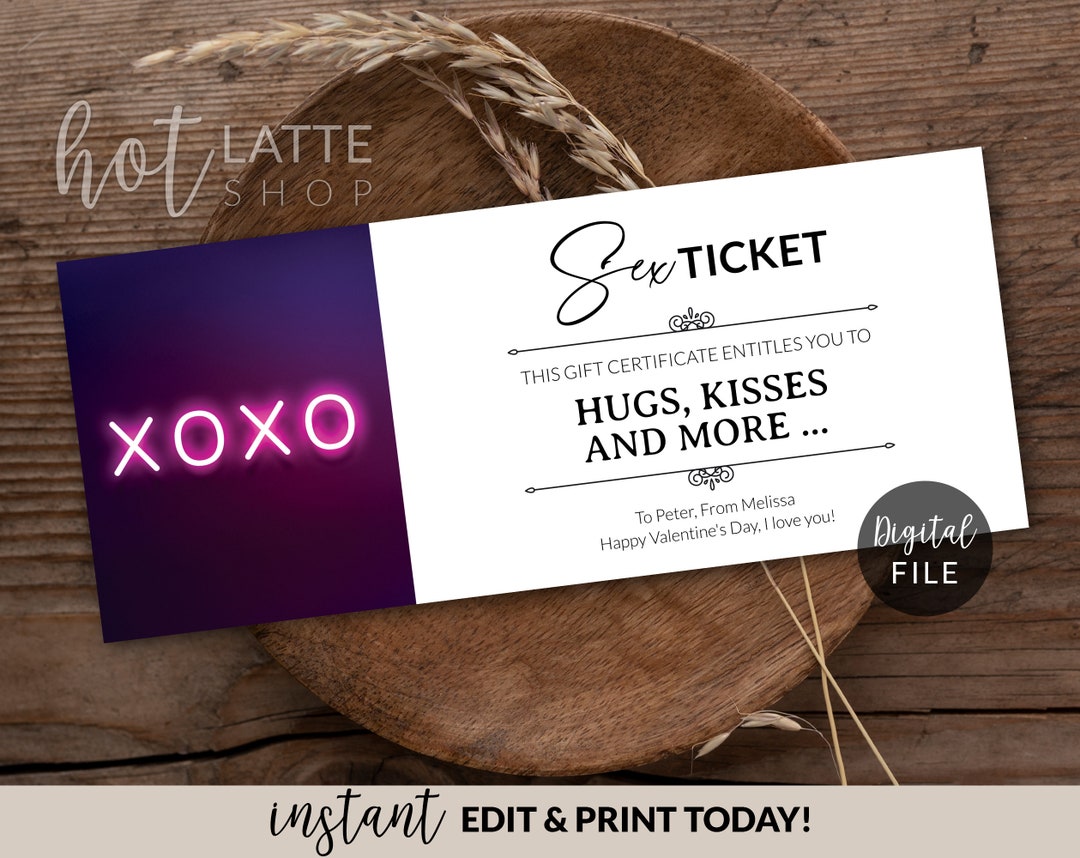 Sex T Certificate Editable Printable Template Xoxo Valentines Day