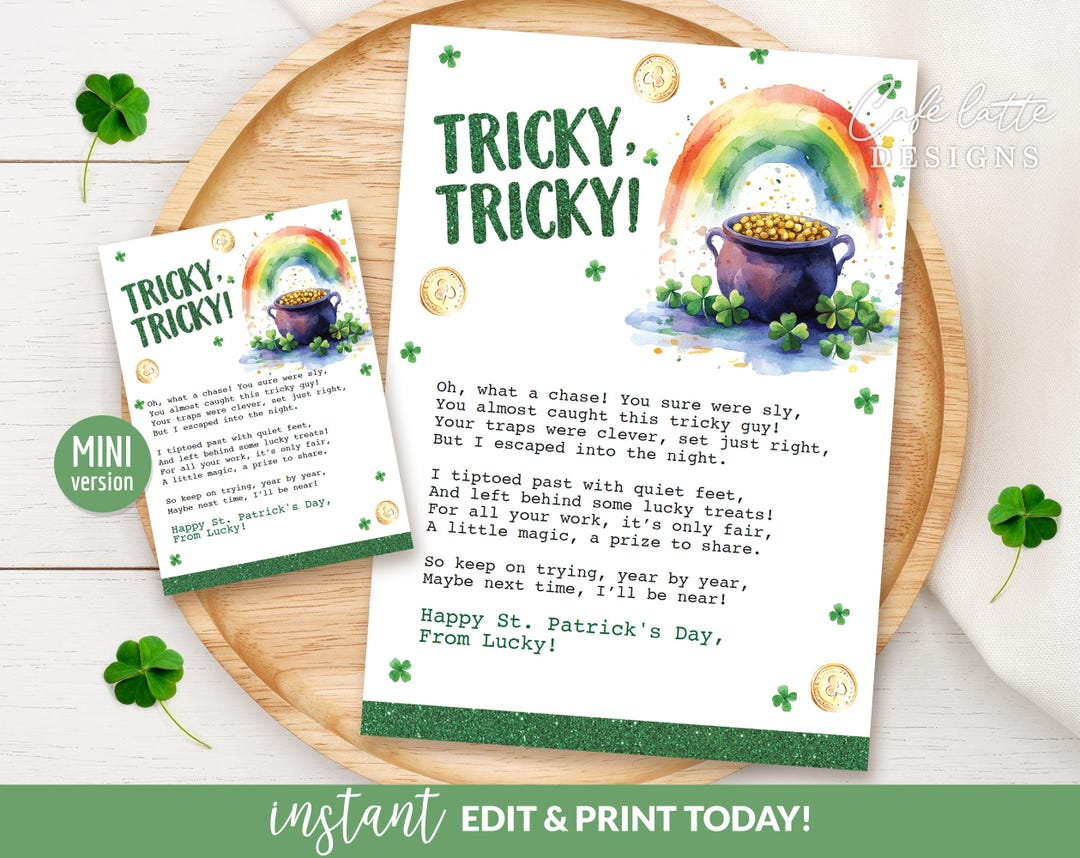 St Patricks Day Printable Leprechaun Letter, St Patricks Mini Letter ...