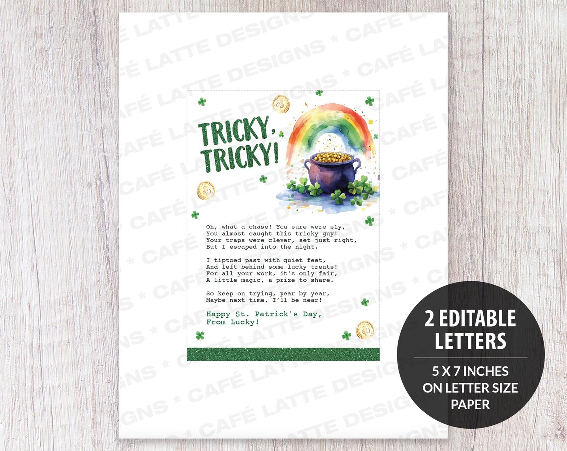 St Patricks Day Printable Leprechaun Letter, St Patricks Mini Letter ...