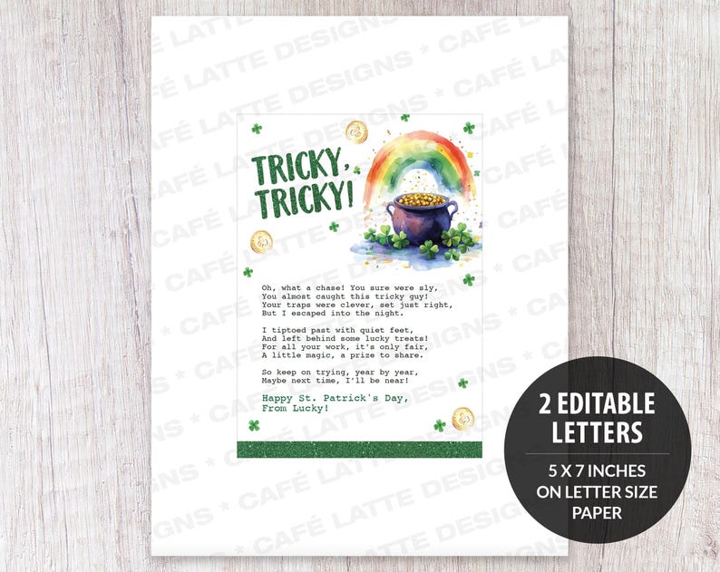 St Patricks Day Printable Leprechaun Letter, St Patricks Mini Letter ...