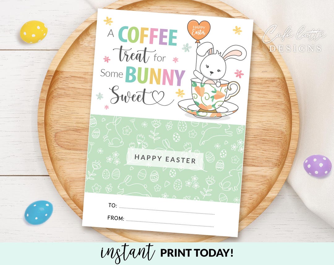 Teacher Easter Gift Card Holder Printable, Easter Coffee Gift Card for ...