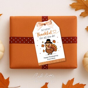 Thanksgiving Gift Tags Printable, Custom Thankful School Kids Treat Bag ...