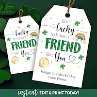 St. Patricks Day Pot of Gold With Rainbow Printable Gift Tags, Editable ...