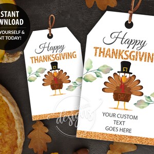 THANKSGIVING Printable Gift Tags, Editable Personalized Favor Tags ...