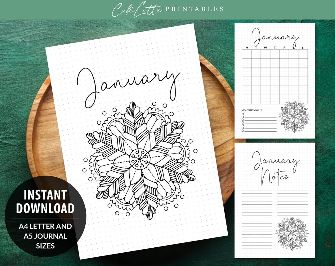 January Cover Page for Bullet Journal Printable January Calendar ...