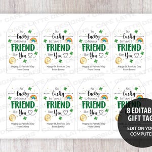 St Patricks Gift Tags Printable, St Patricks Gift Tags Editable ...