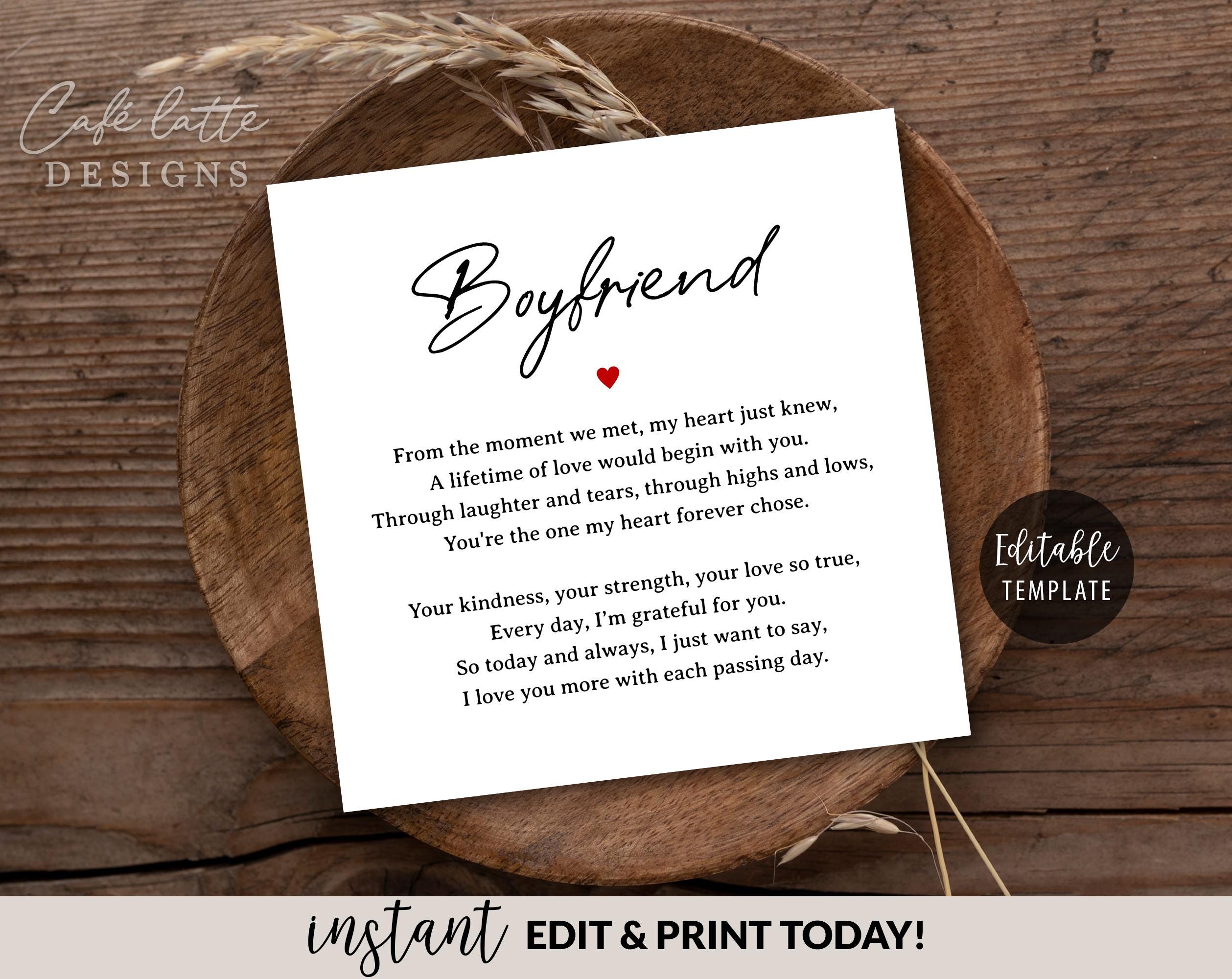 Valentines Day Boyfriend Card Printable, Valentines Card Gift for Him ...