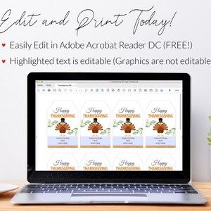 THANKSGIVING Printable Gift Tags, Editable Personalized Favor Tags ...