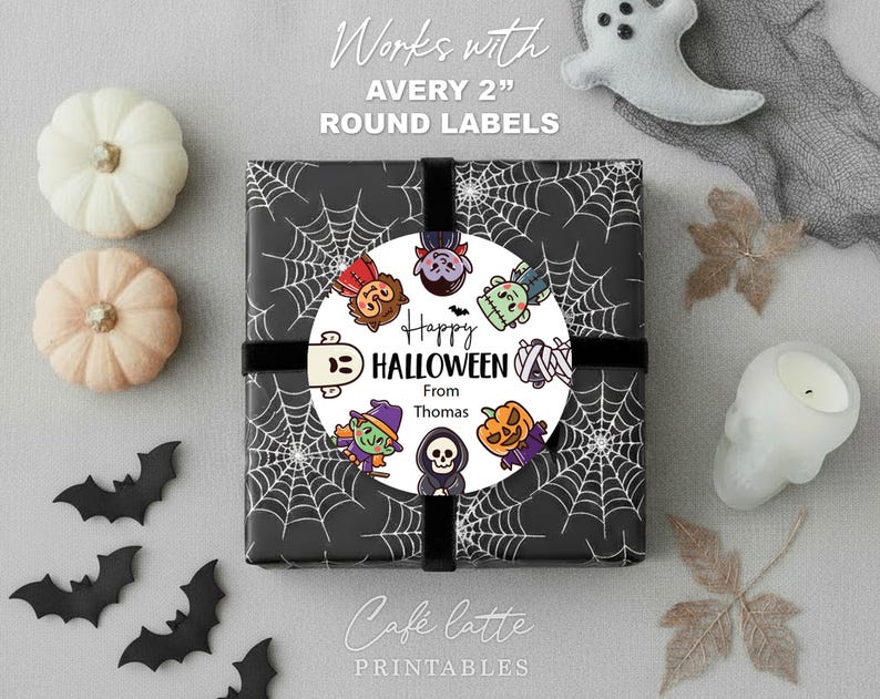 Halloween Stickers Printable, Custom Halloween School Kids Gift Tag ...