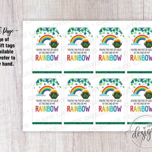 St Patricks Gift Tags Printable With Pot of Gold and Rainbow, Editable ...