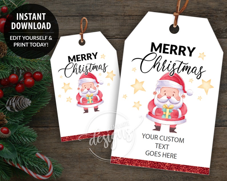 CHRISTMAS Printable Gift Tags, Editable Personalized Favor Tags ...