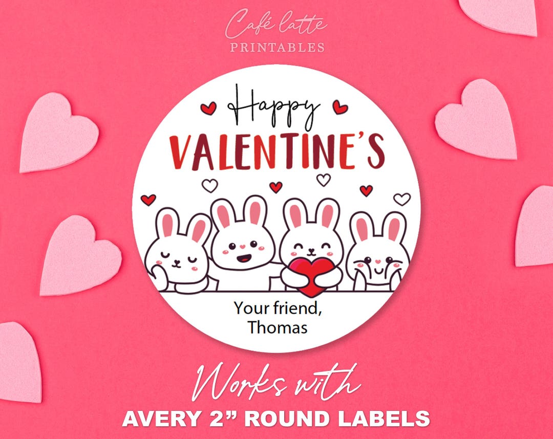 Valentines Day Stickers Printable, Custom Valentine School Kids Gift ...