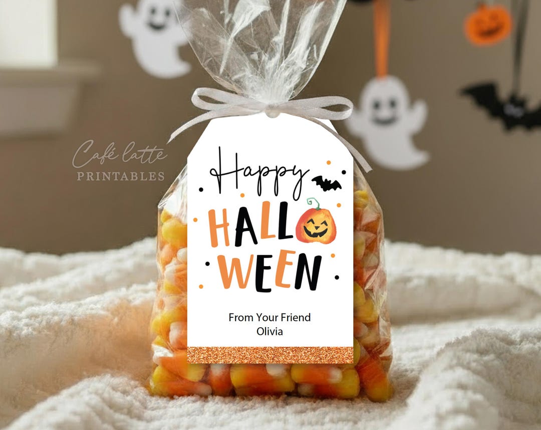 Halloween Gift Tags Printable, Personalized Happy Halloween School Kids ...