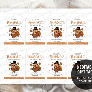 Thanksgiving Gift Tags Printable, Custom Thankful School Kids Treat Bag ...